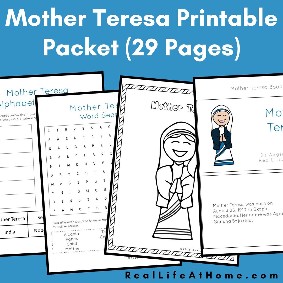 Mother Teresa Worksheets and Activities Printable Packet for Kids - Etsy