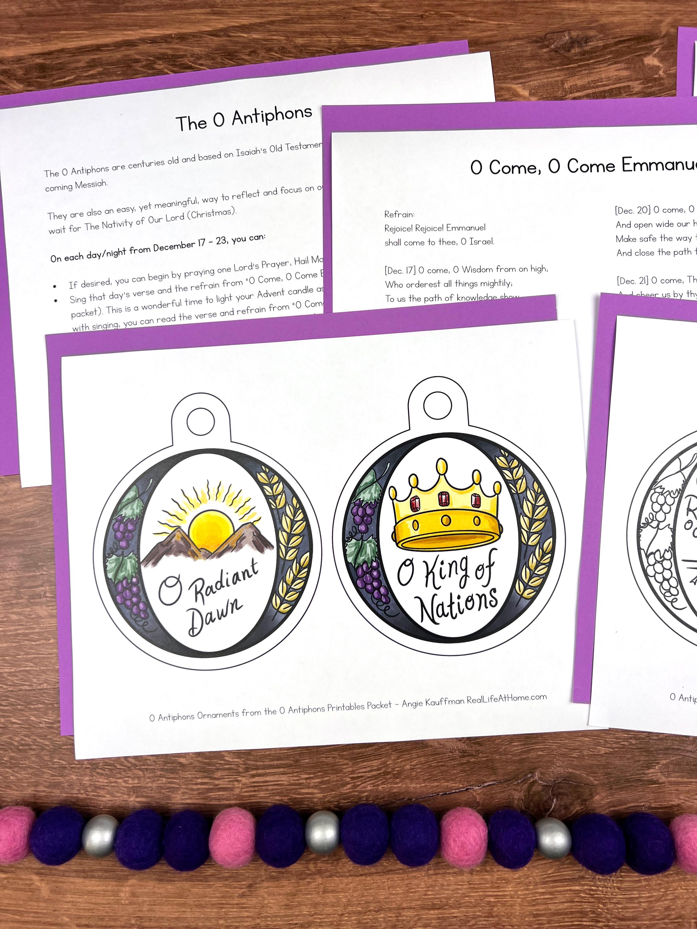 O Antiphons Advent Display Cards and Ornaments Packet for Kids and ...