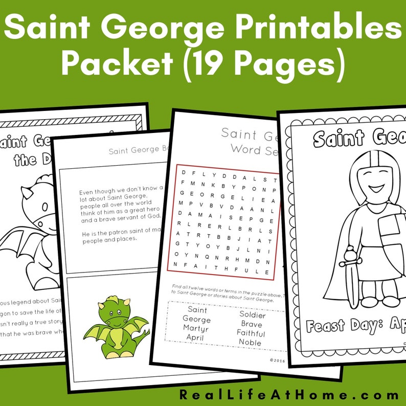 Saint George Printables and Activities Packet - Instant Download - Etsy
