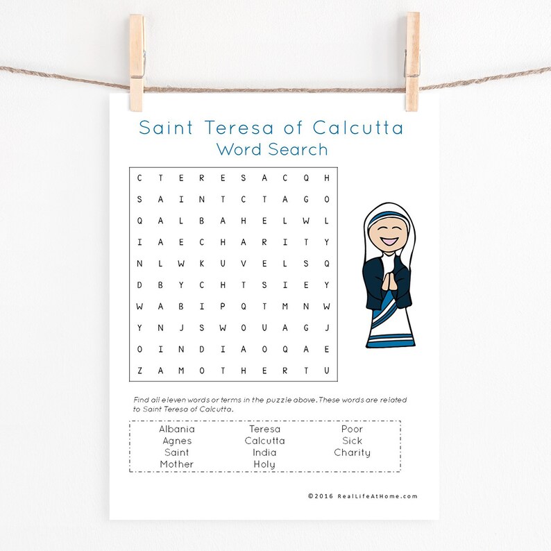 Saint Teresa of Calcutta Worksheets and Activities Printable - Etsy