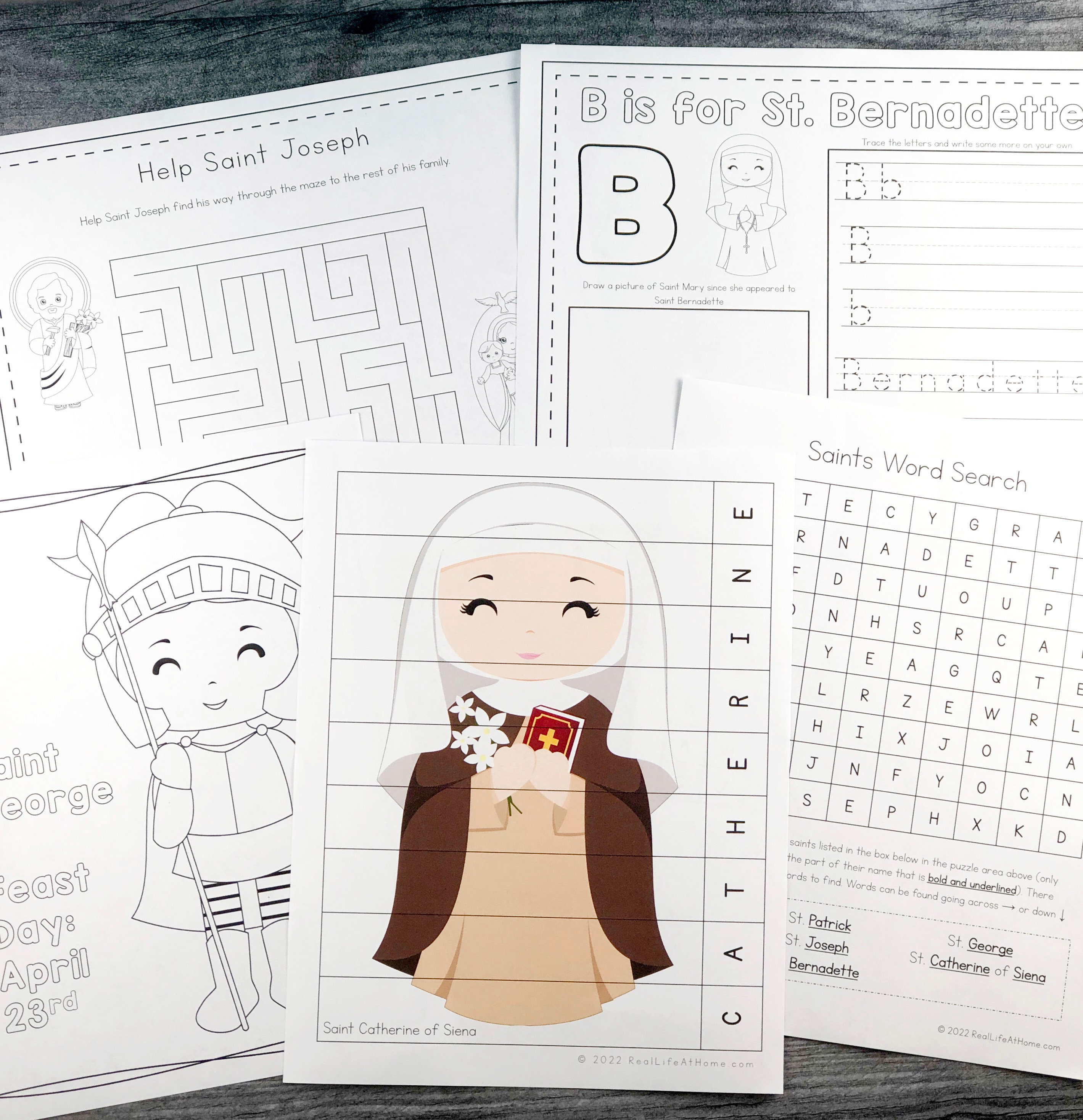 Catholic Saints Crafts and Activities Packet: 5 Saints (saints Patrick ...