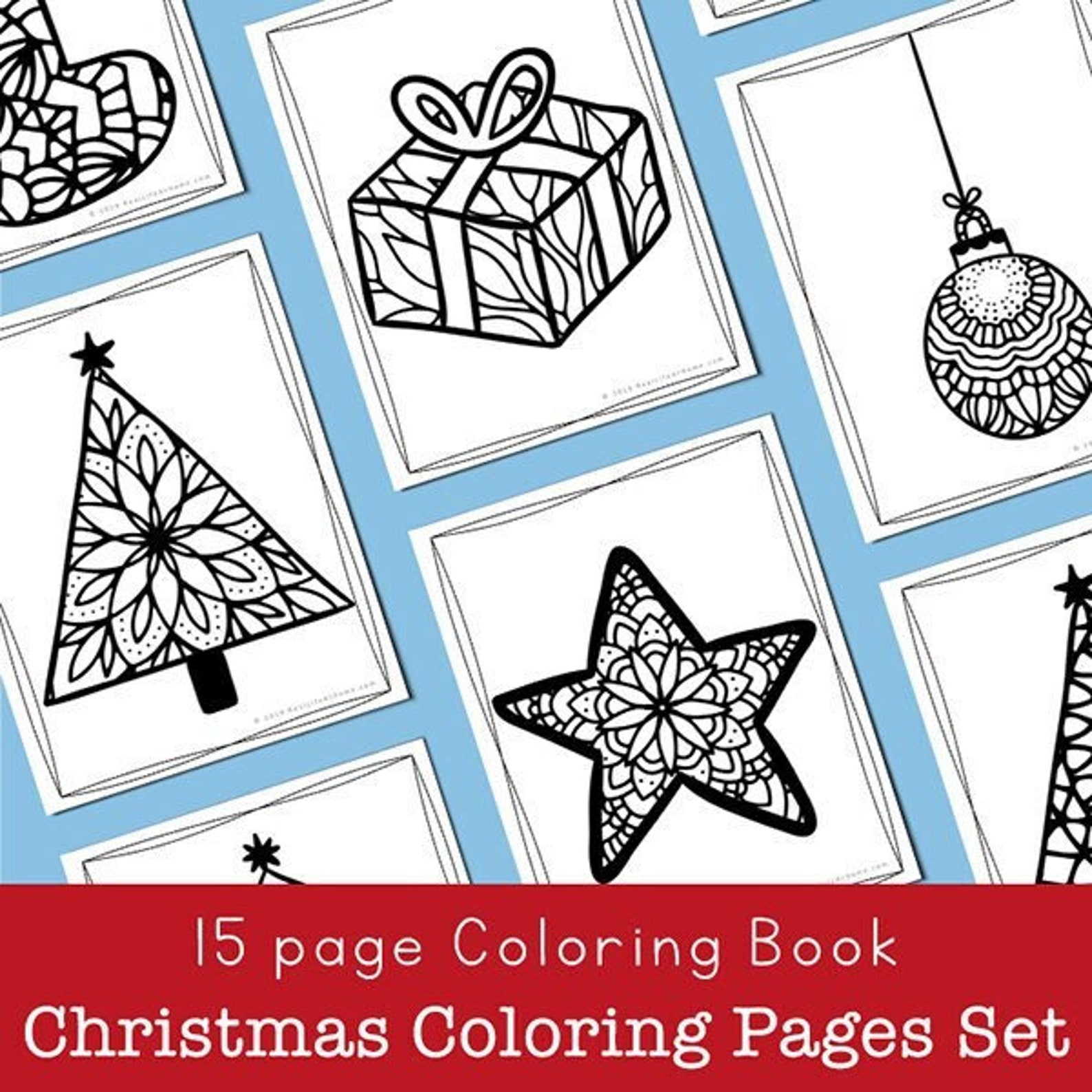 Christmas Coloring Pages Packet With 15 Intricate Christmas Designs for ...