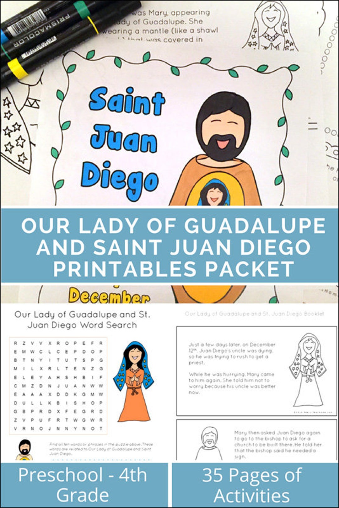 Our Lady of Guadalupe and Saint Juan Diego Printables Activity Packet ...