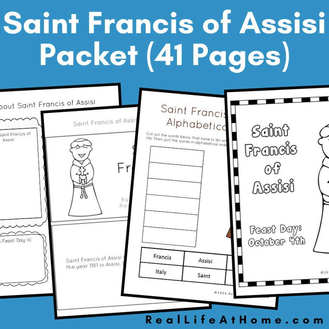 Saint Francis of Assisi Printables Activity Packet - Instant Download ...
