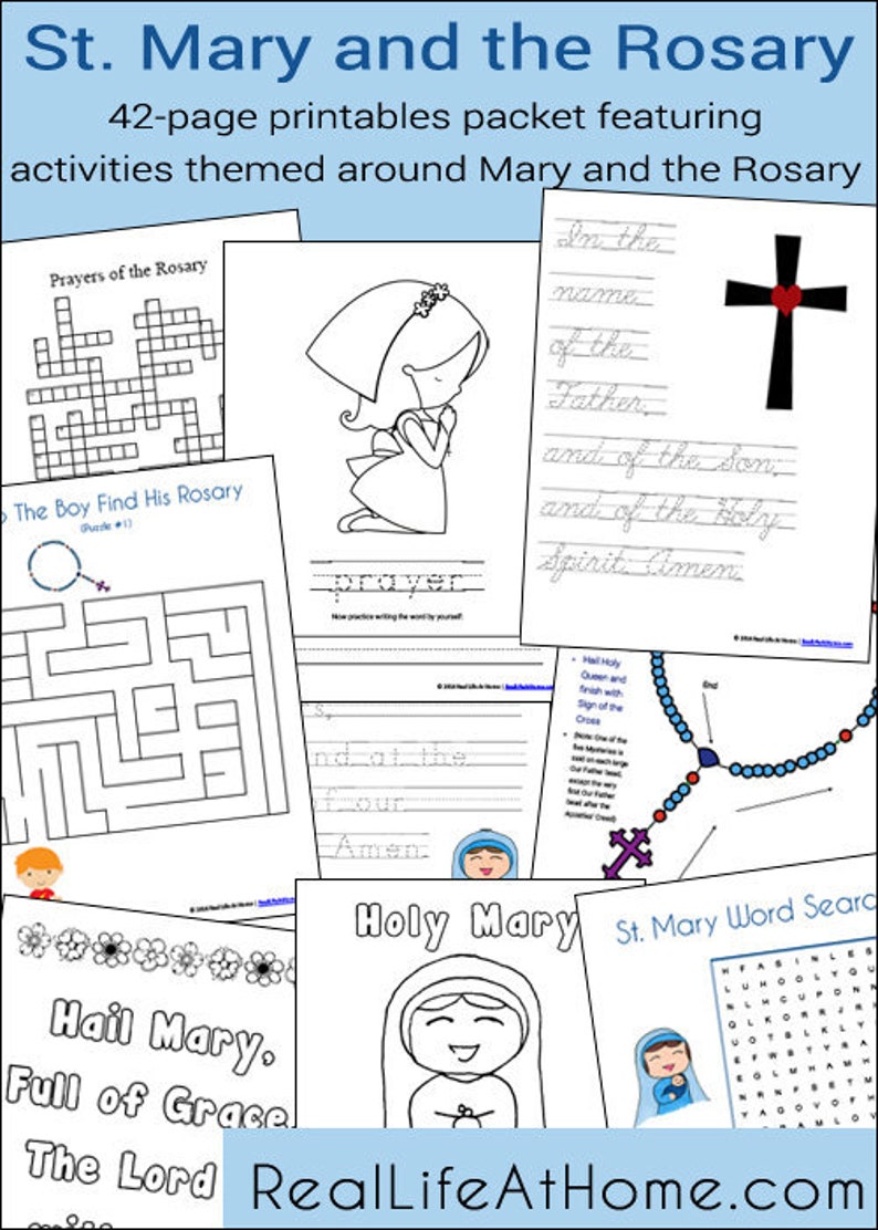 Saint Mary and the Rosary Activity Packet - Etsy