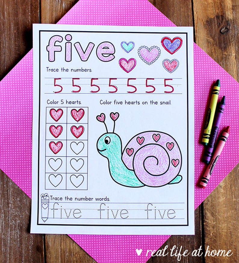 Valentine Math Activity Pages for Numbers 1 - 10 (preschool - 1st Grade ...