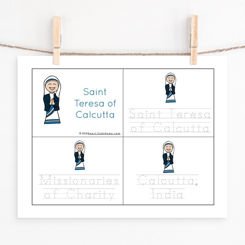 Saint Teresa of Calcutta Worksheets and Activities Printable Packet for ...