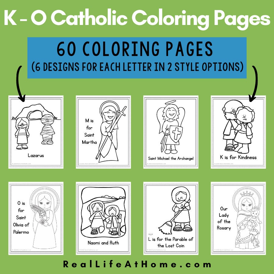 Catholic ABC Coloring Pages BUNDLE for Kids: Letters A - Z (312 ...