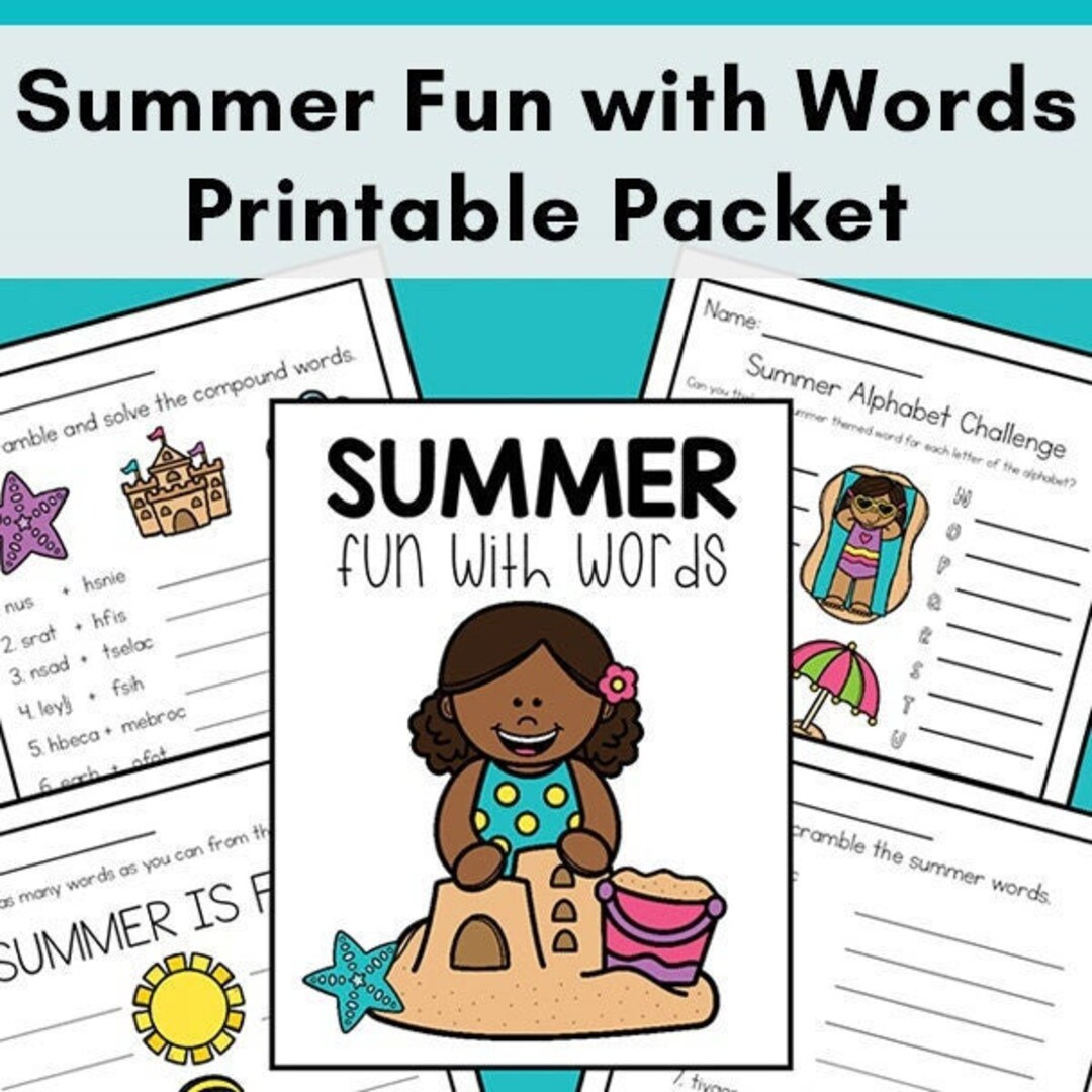 Summer Words Language Arts Activity Pages (1st - 3rd Grade) - Etsy