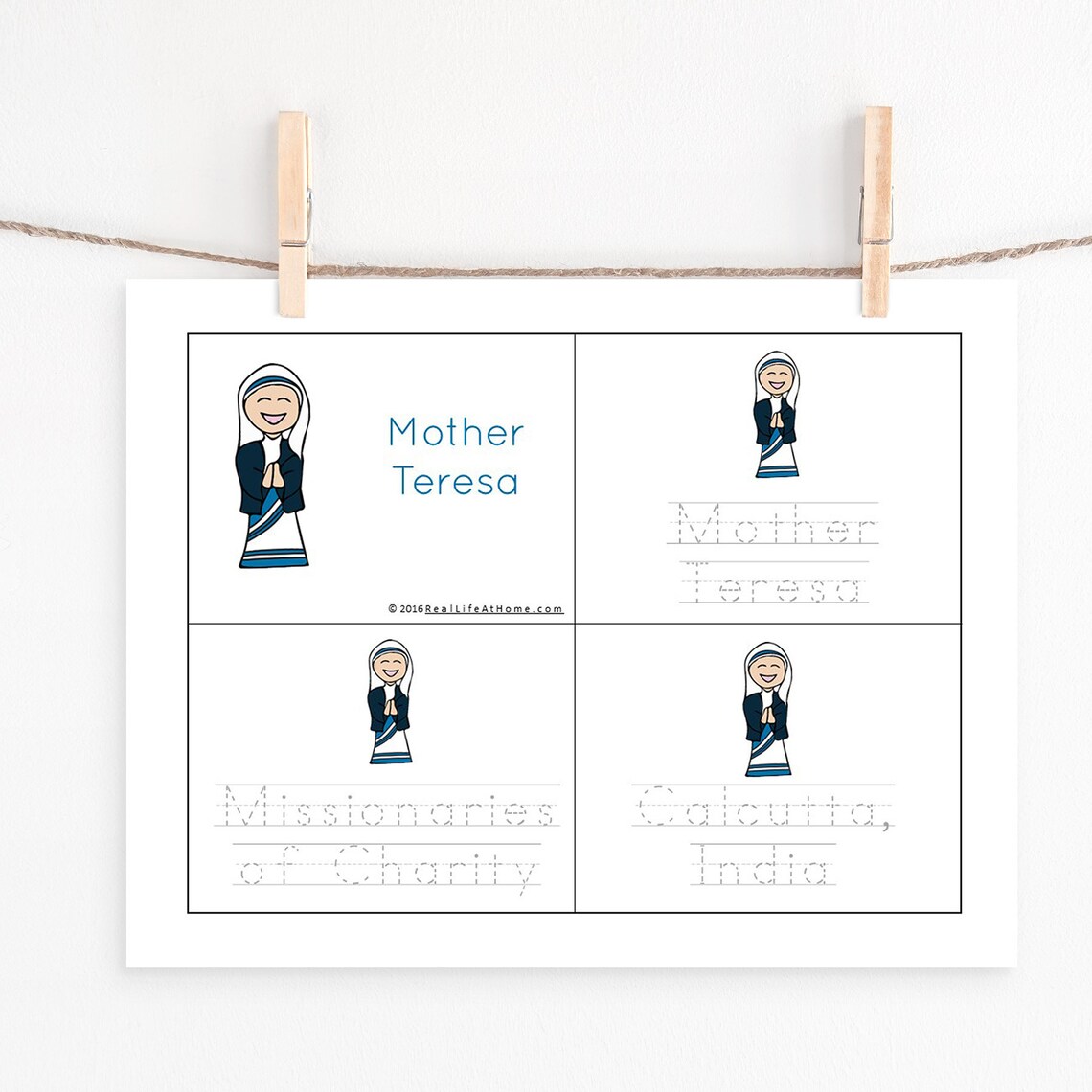 Mother Teresa Worksheets and Activities Printable Packet for Kids - Etsy