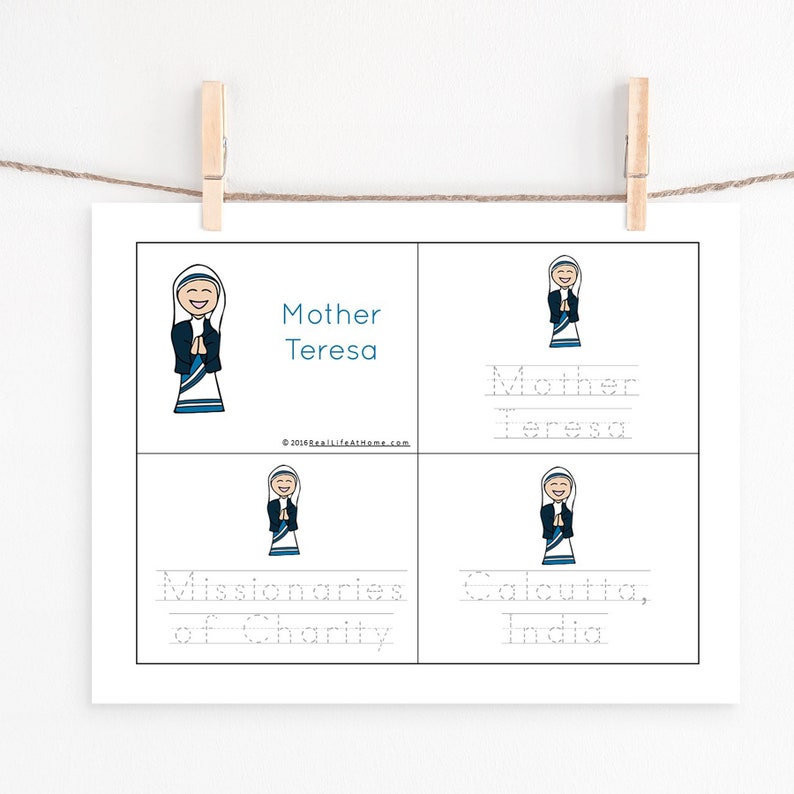 Mother Teresa Worksheets and Activities Printable Packet for Kids - Etsy