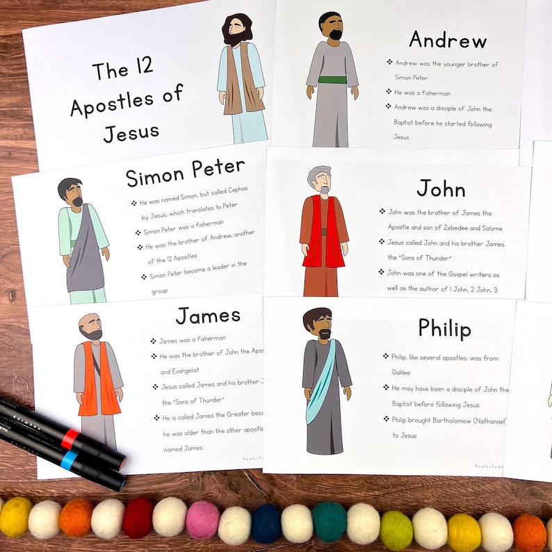 12 Apostles of Jesus Mini Book for Kids and Families | Color and Black ...