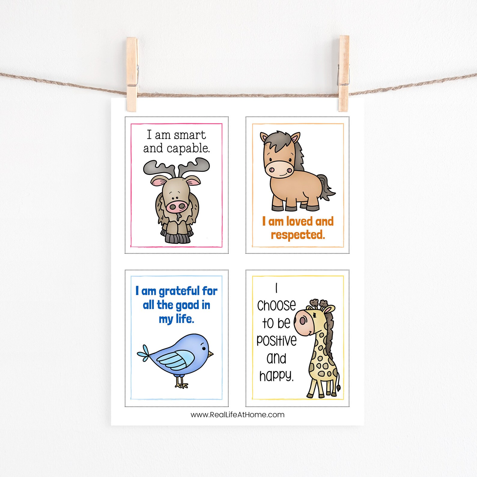 Printable Affirmation Cards for Kids (96 Cards With 48 Different ...