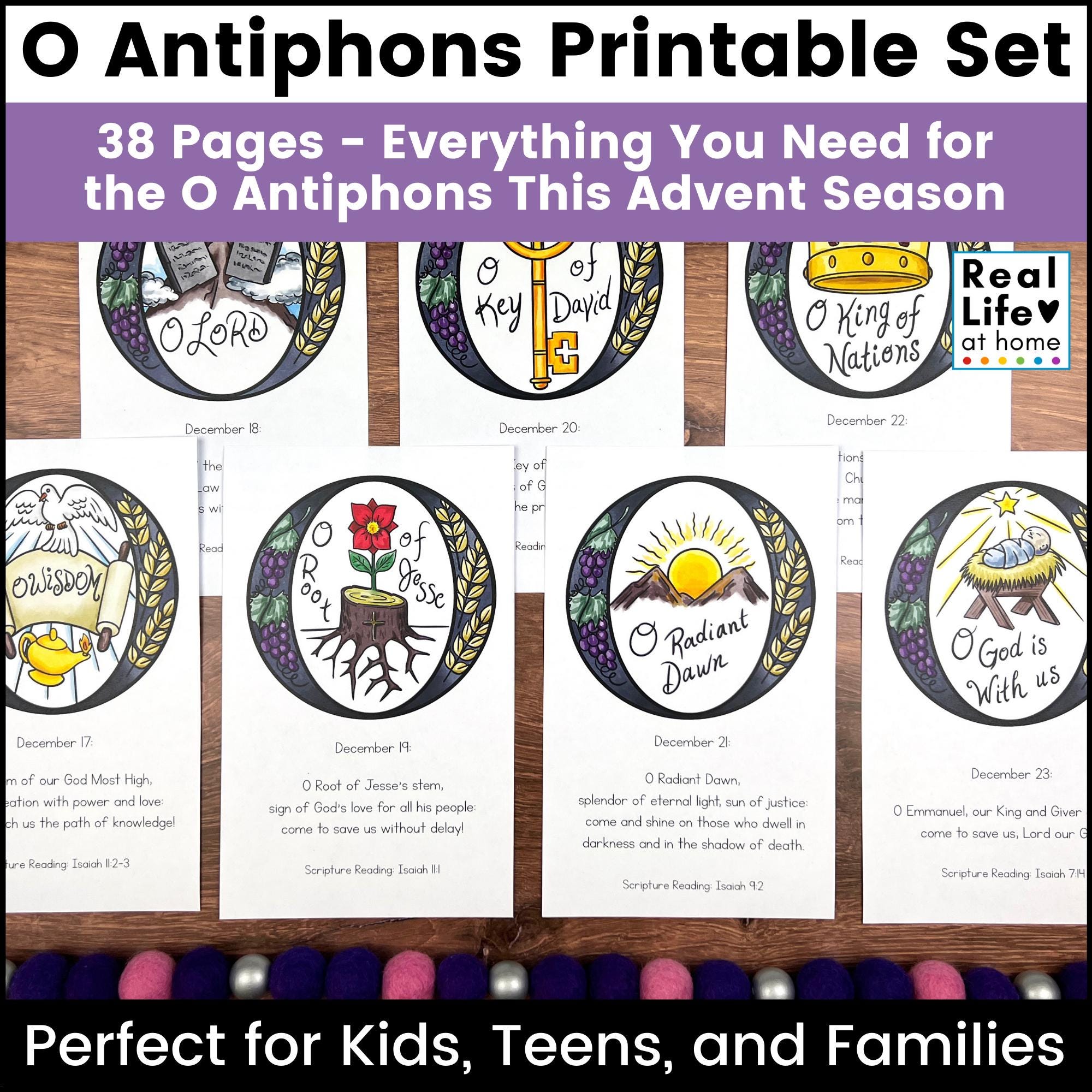 O Antiphons Advent Display Cards and Ornaments Packet for Kids and ...