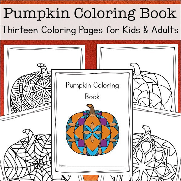 Pumpkin Coloring Pages Packet With Intricate Designs for Coloring - 13 ...