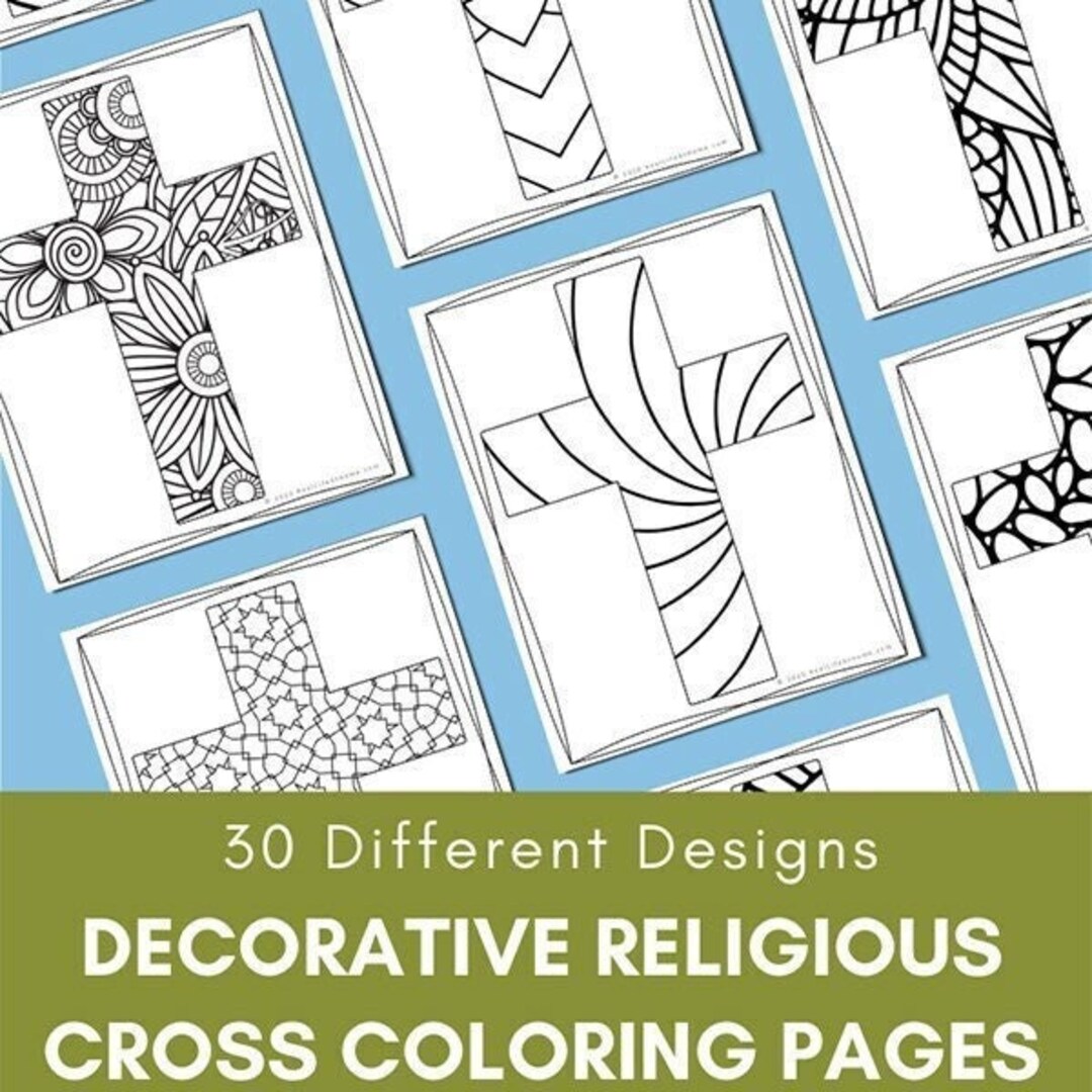 Religious Cross Coloring Pages (30 Different Designs) for Kids and ...