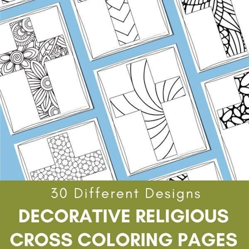 Religious Cross Coloring Pages (30 Different Designs) for Kids and ...