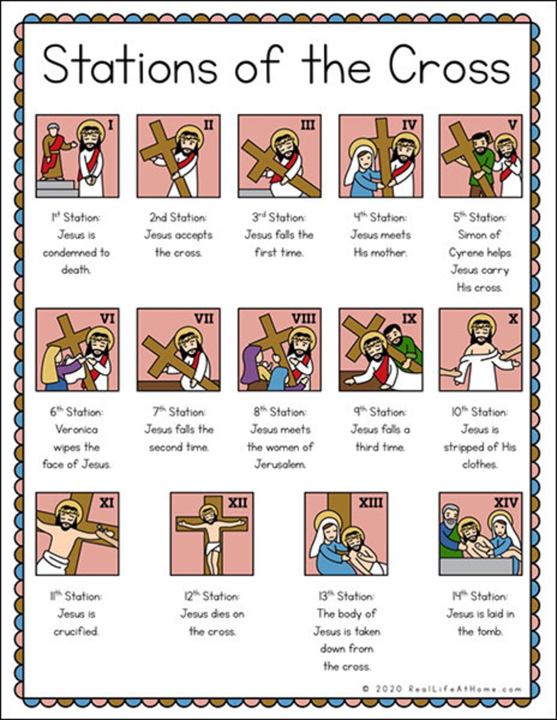 Illustrated Stations of the Cross List for Kids, Teens, Adults (bw and ...