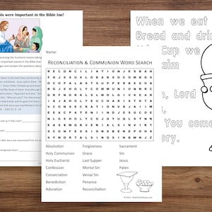 Holy Communion and Reconciliation Worksheets and Activity Packet for ...