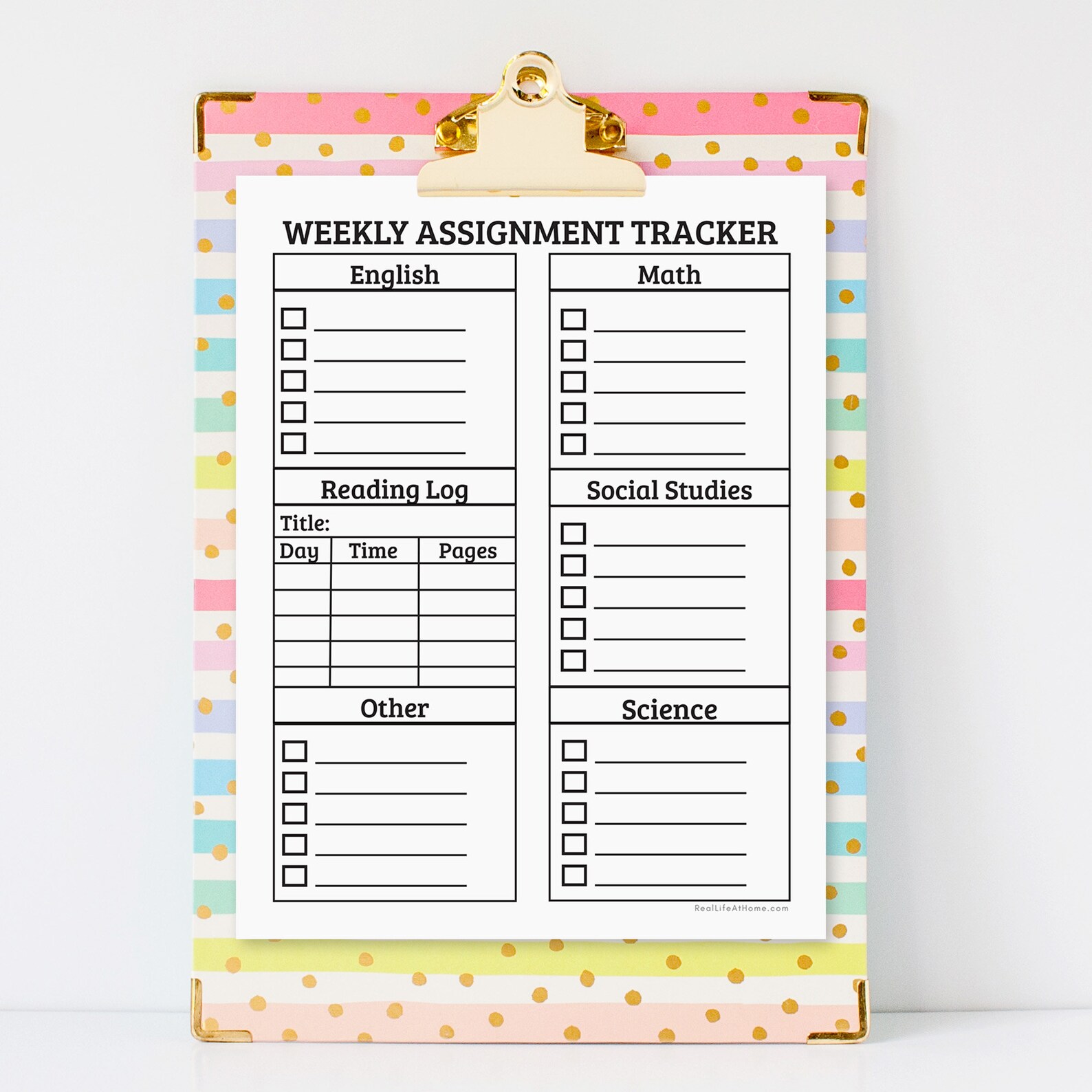 Weekly Assignments Planner Page for Students (in Color and Black and ...
