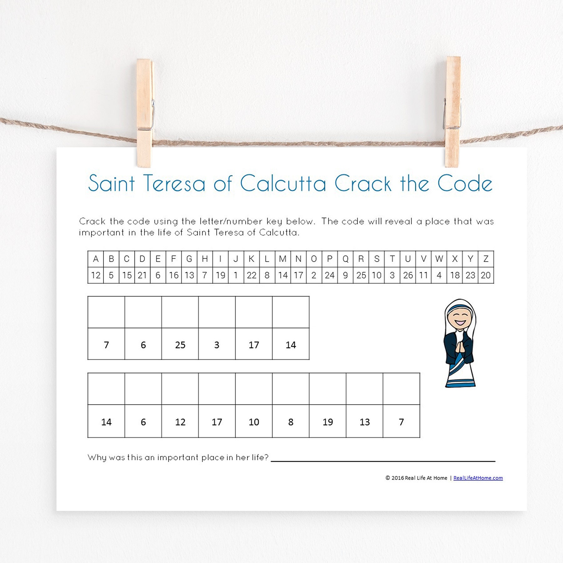 Saint Teresa of Calcutta Worksheets and Activities Printable Packet for ...