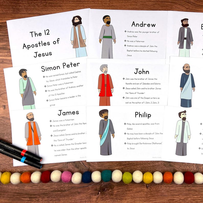 12 Apostles of Jesus Mini Book for Kids and Families | Color and Black ...