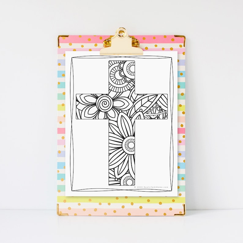 Religious Cross Coloring Pages (30 Different Designs) for Kids and ...