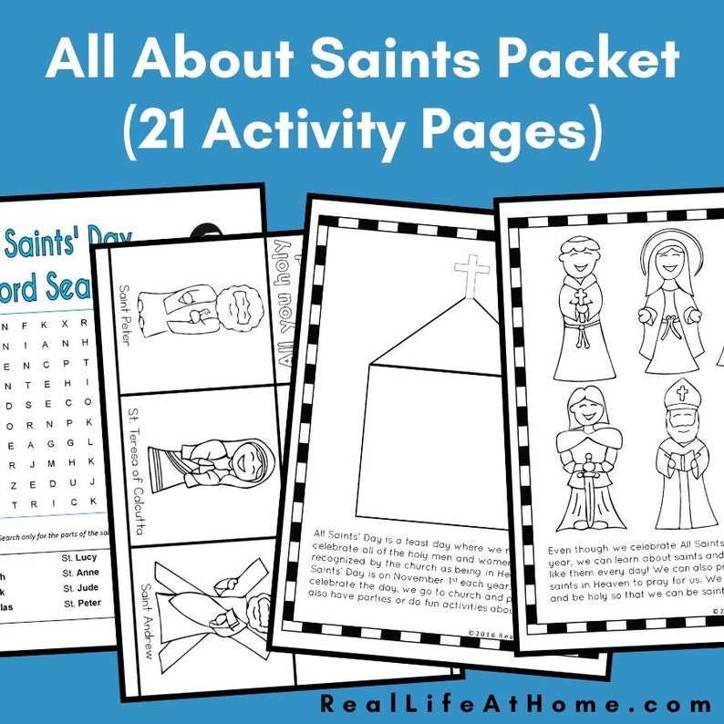 All About Saints Activity Packet for Kids (with an Emphasis on All ...