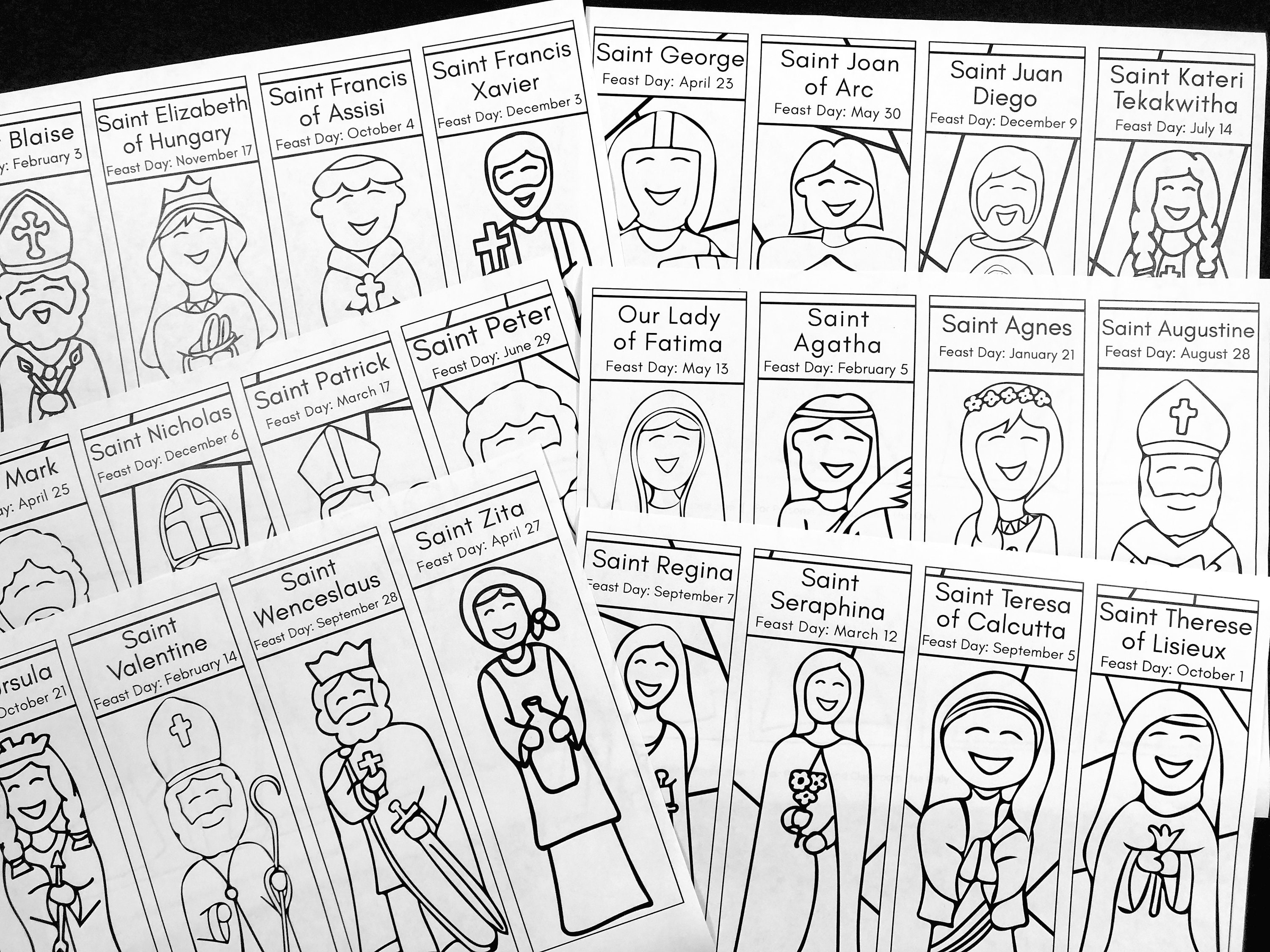 Color Your Own Saints Bookmark Set - 48 Bookmarks With 24 Different ...