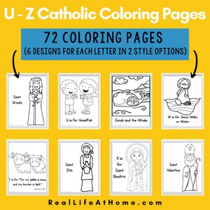 Catholic ABC Coloring Pages BUNDLE for Kids: Letters A - Z (312 ...