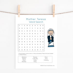Mother Teresa Worksheets and Activities Printable Packet for Kids - Etsy