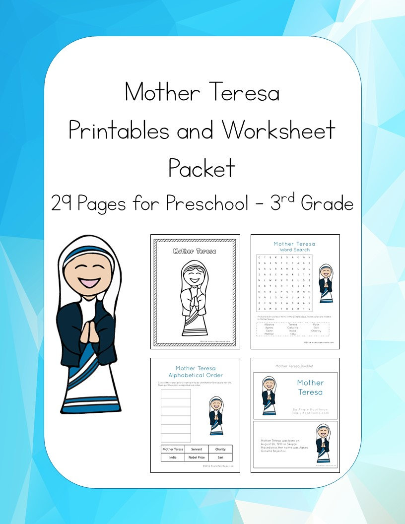 Mother Teresa Worksheets and Activities Printable Packet for Kids - Etsy