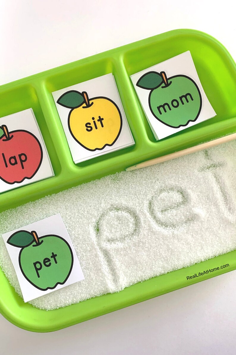 Printable 24 Apple CVC Word Cards for Preschool and Kindergarten ...