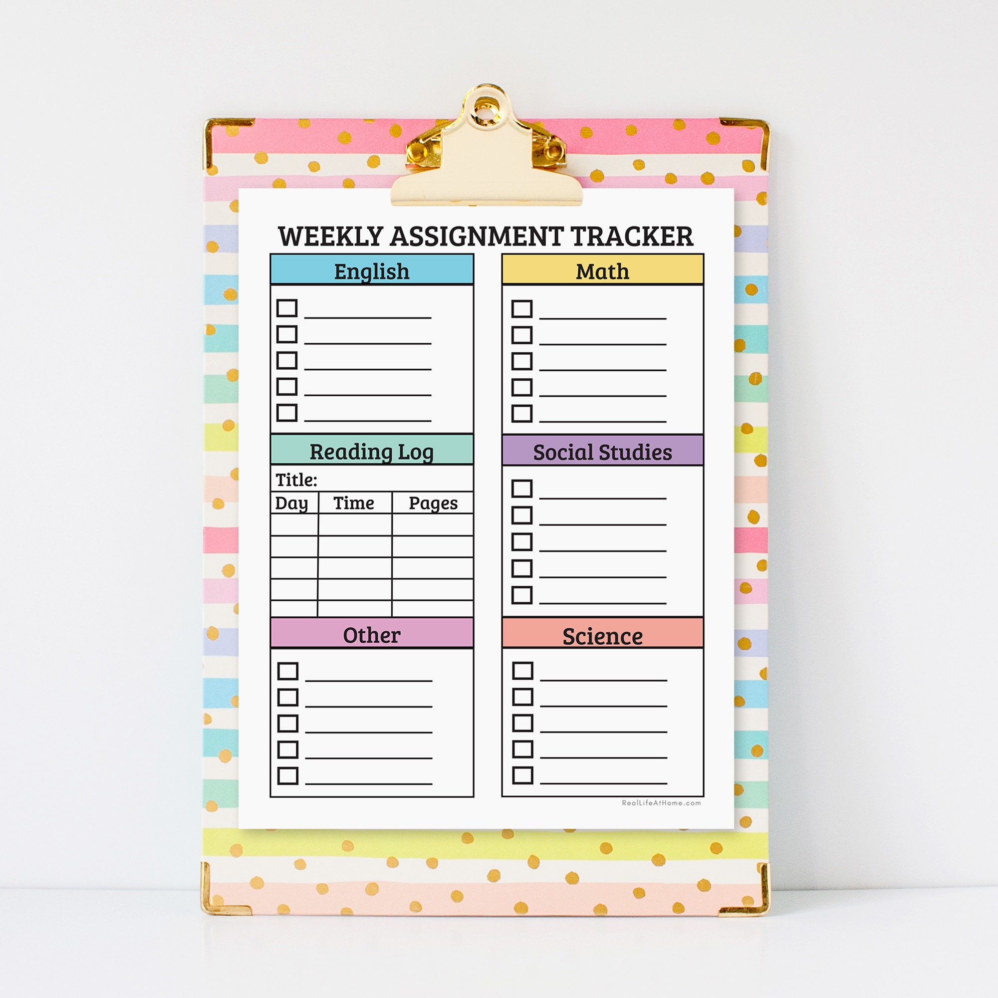 Weekly Assignments Planner Page for Students (in Color and Black and ...