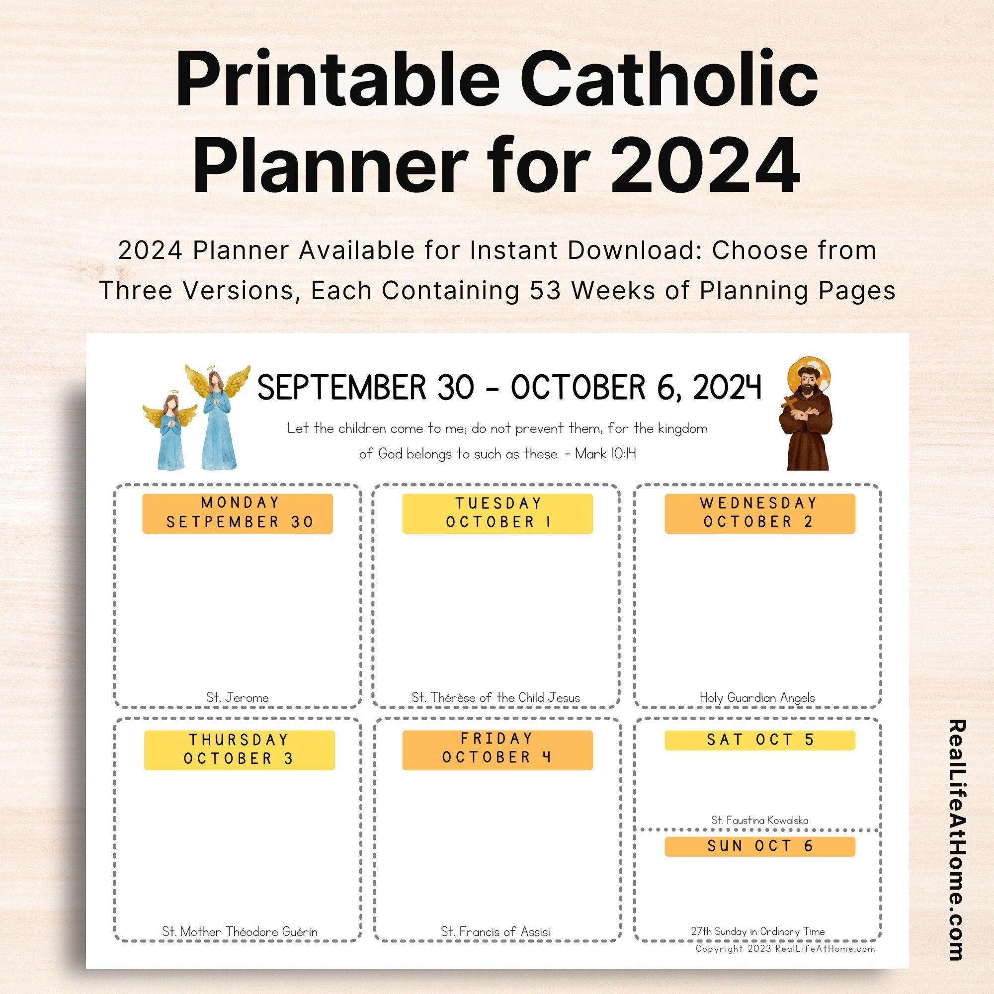 Printable 2024 Weekly Catholic Planner Pages for Kids, Teens, and ...