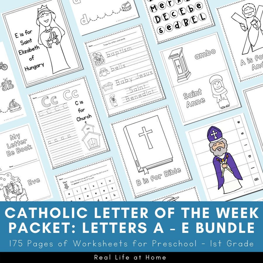 Catholic Letter of the Week Worksheets and Coloring Pages Letters A E ...