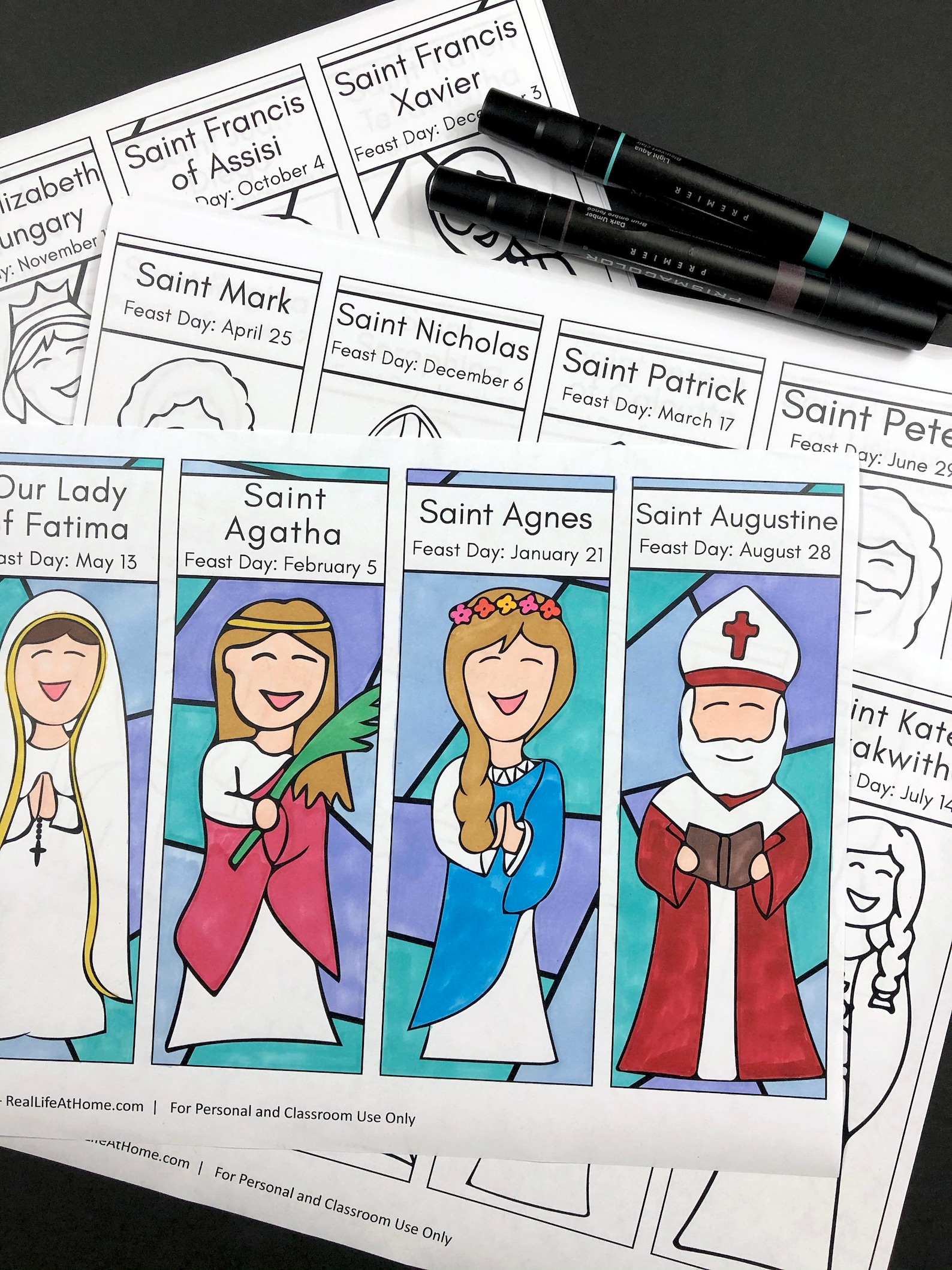 Color Your Own Saints Bookmark Set - 48 Bookmarks With 24 Different ...