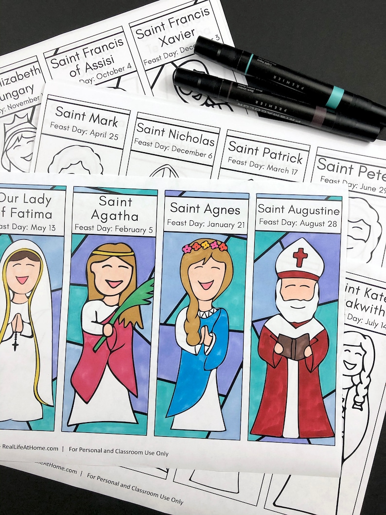 Color Your Own Saints Bookmark Set - 48 Bookmarks With 24 Different ...