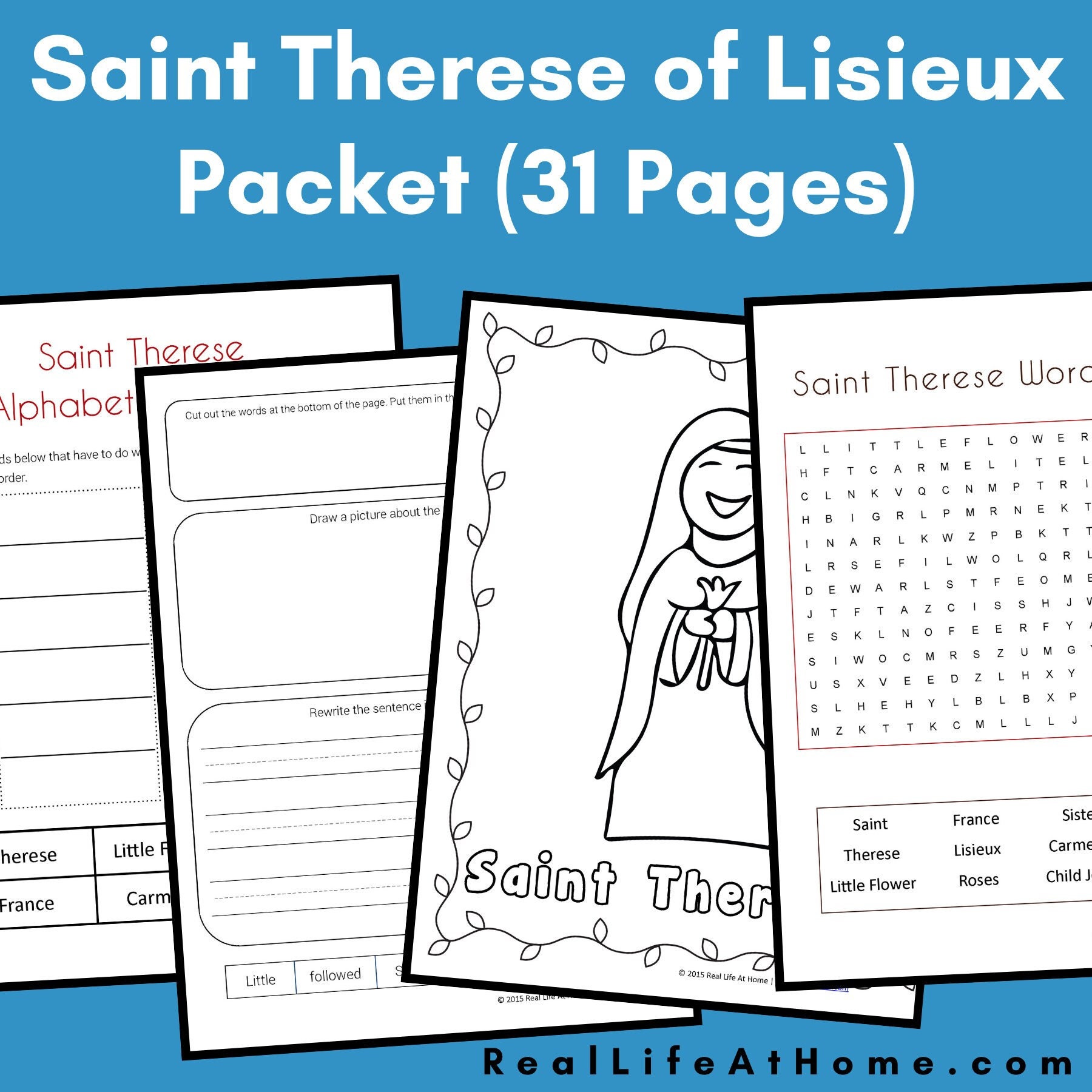 Saint Therese of Lisieux Worksheets and Activities Printable Packet for ...