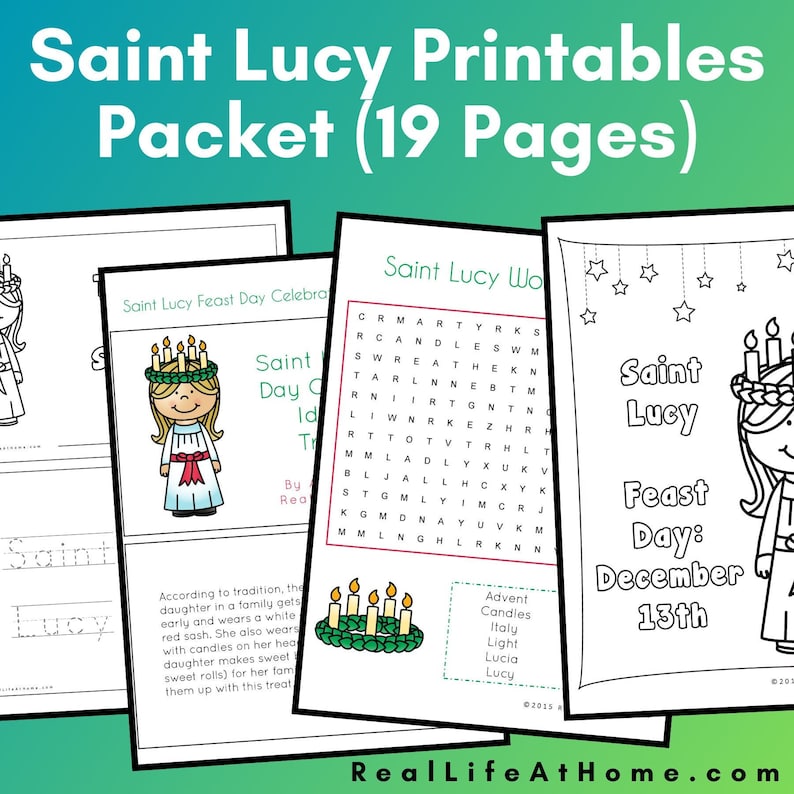 Saint Lucy Printables and Activities Packet - Instant Download - Etsy
