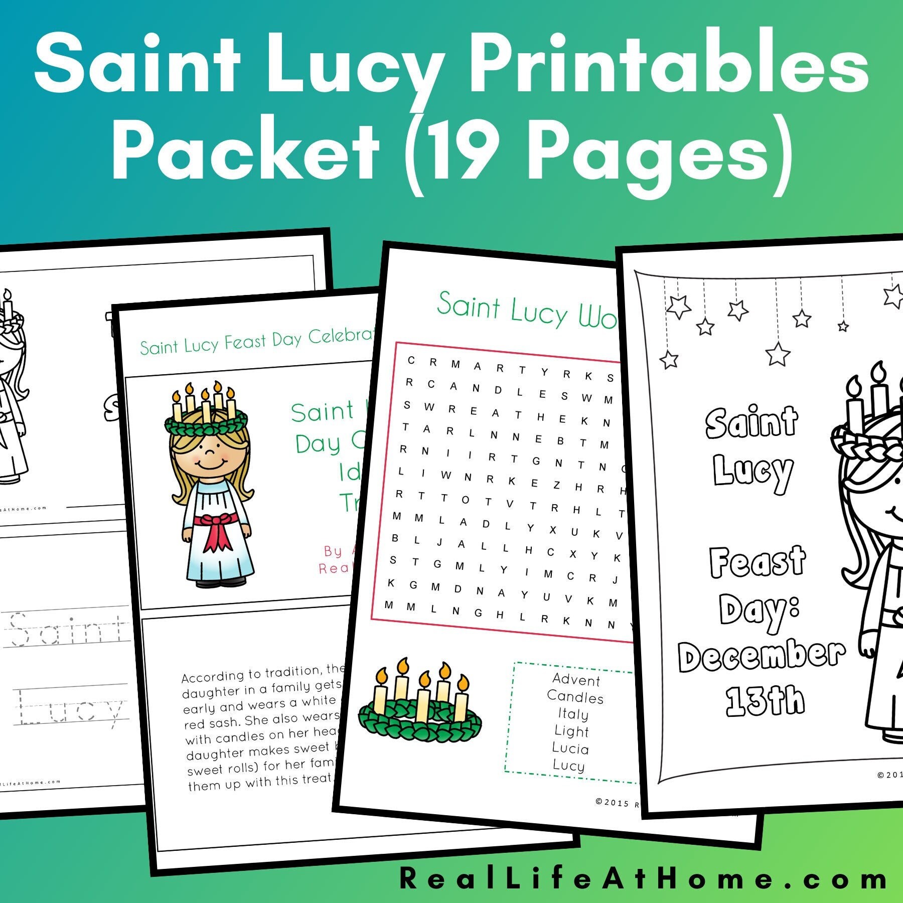 Saint Lucy Printables and Activities Packet - Instant Download - Etsy