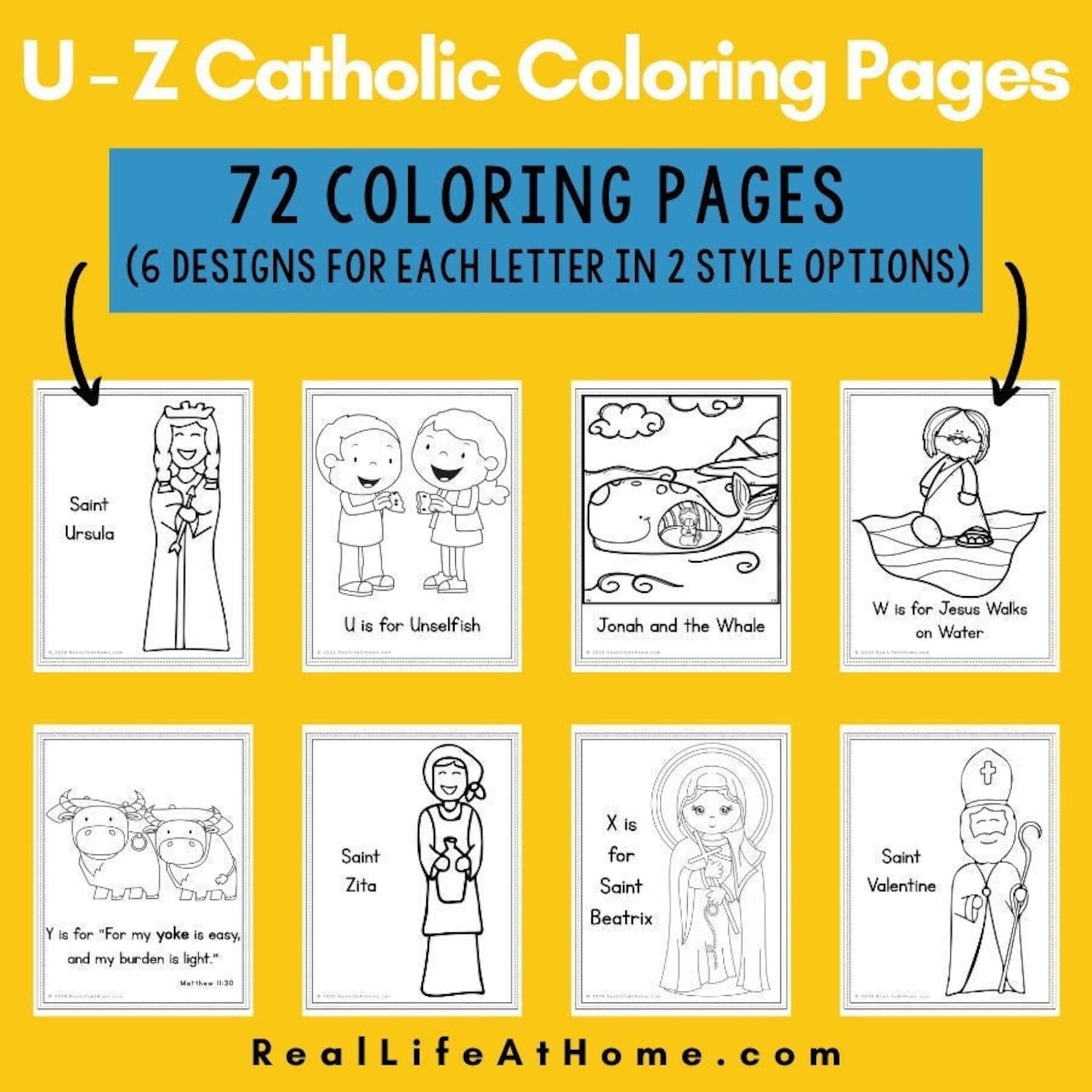 Catholic Coloring Pages for Kids: Letters U - Z (72 Pages) - Etsy UK
