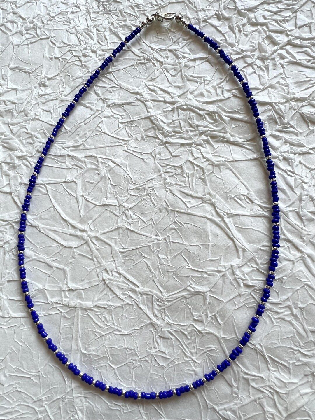 Royal Blue Bead Necklace - Etsy