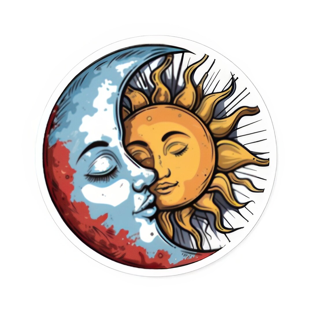 Sun and Moon Round Stickers, Indoor\outdoor - Etsy