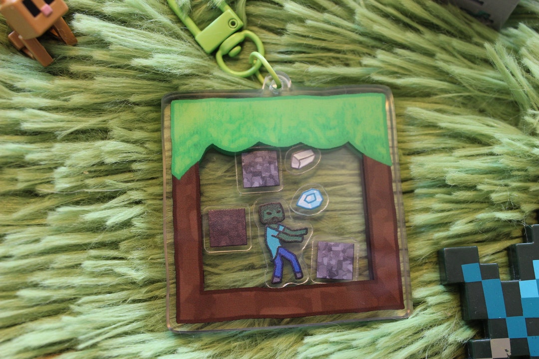 Minecraft Overworld Shaker Charm Keychain - Etsy