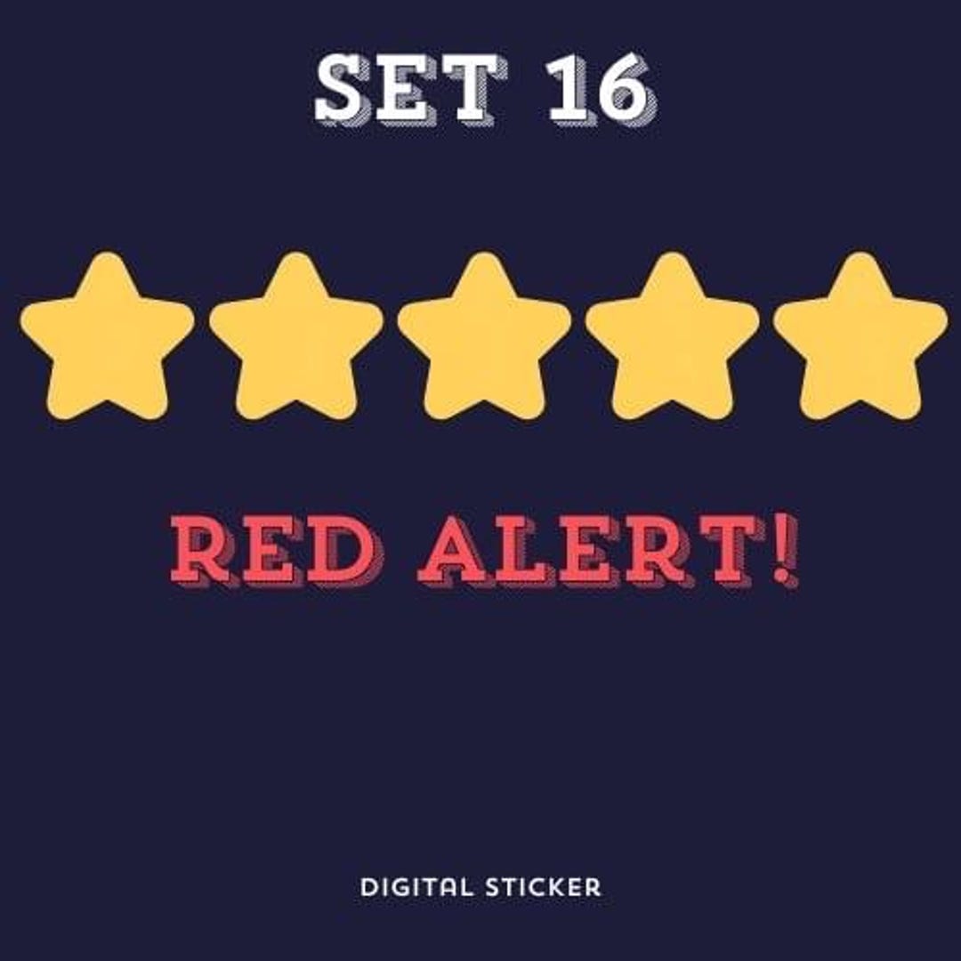 Red Alert With 5 Stars - Digital Sticker - Etsy