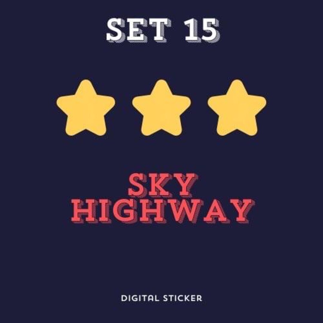 Sky Highway With 3 Stars - Digital Sticker - Etsy