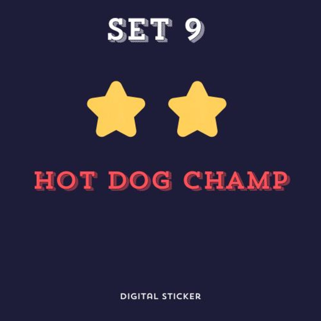 Hot Dog Champ With 2 Star - Digital Sticker - Etsy