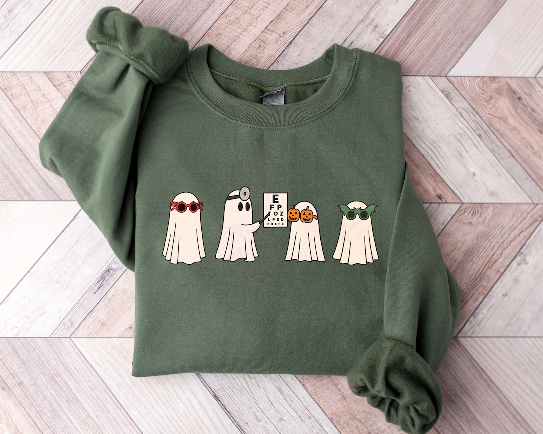 Funny Halloween Optometrist Ghost Sweatshirt, Vision Center Hoodie - Etsy