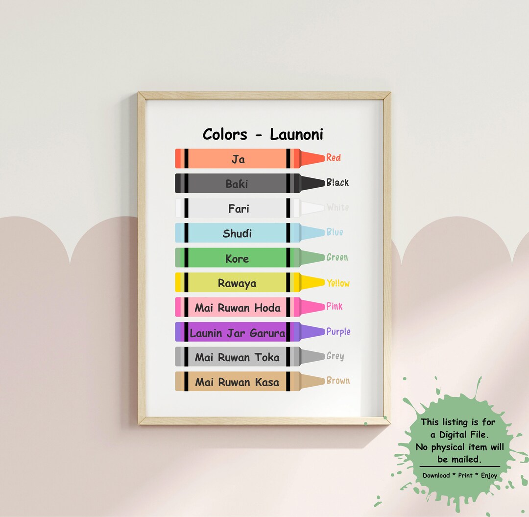 Colors in Hausa Poster Printable, Educational Wall Art for Classroom ...